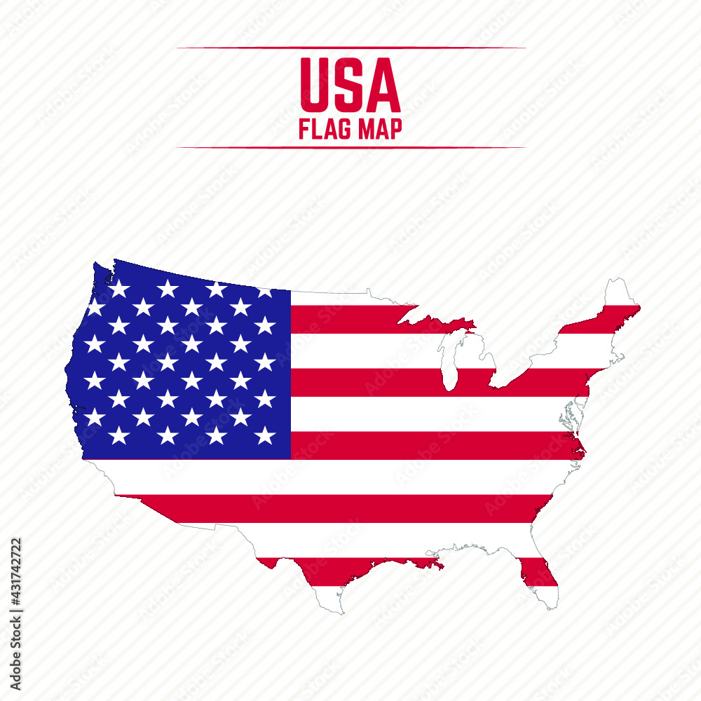 Flag Map of United States. USA Flag Map Stock Vector | Adobe Stock