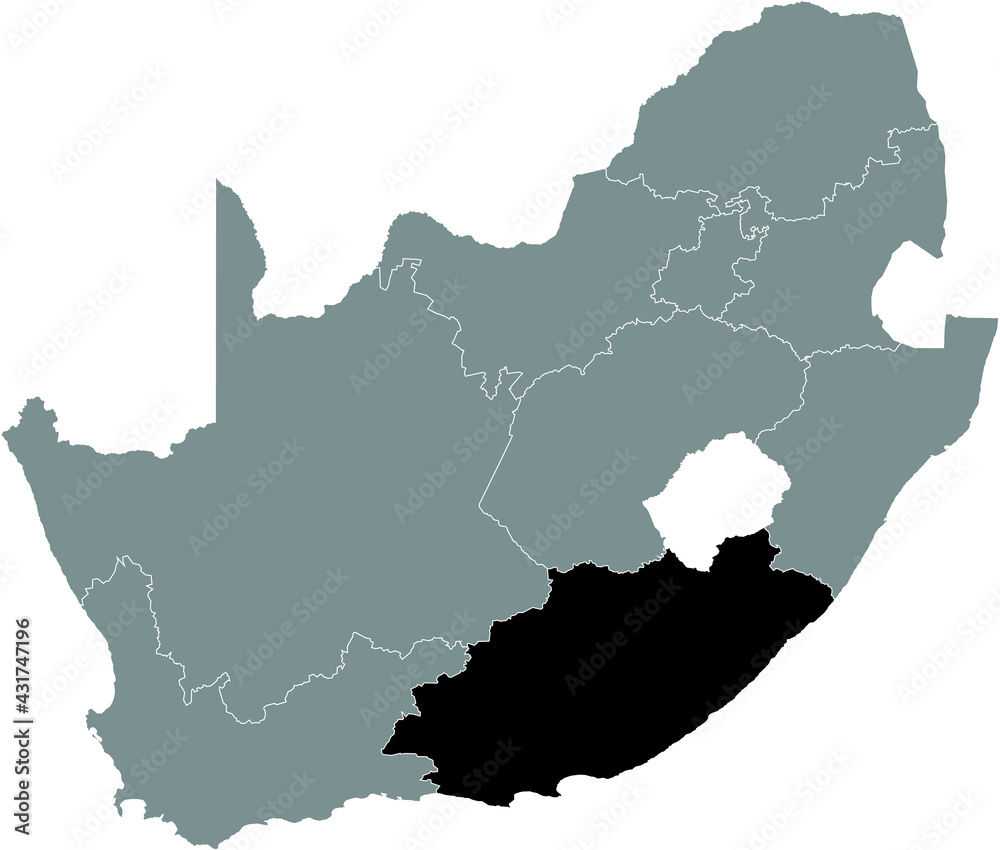 Vetor de Black highlighted location map of the South African Eastern ...