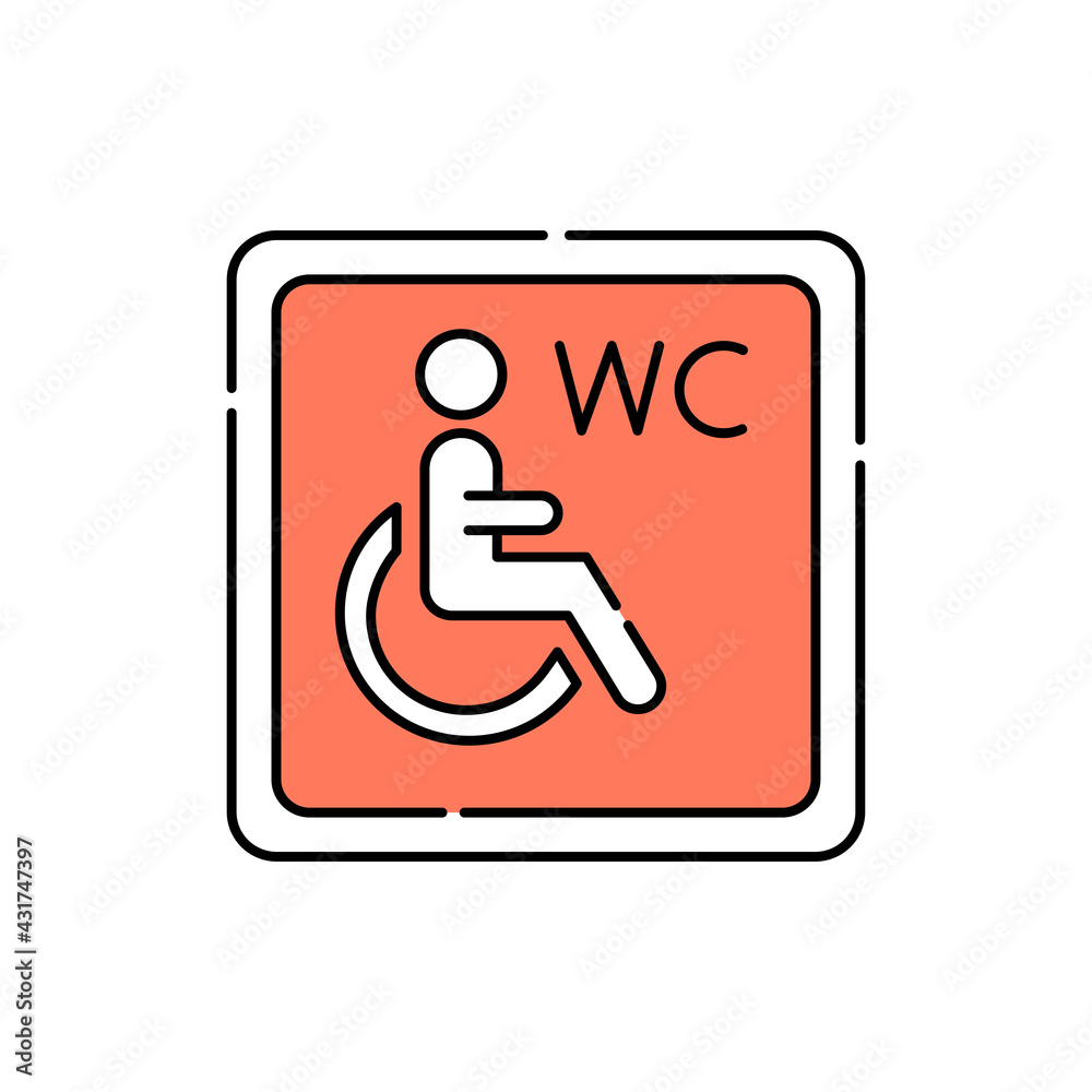 Disabled toilet color line icon. Disability. Isolated vector element ...