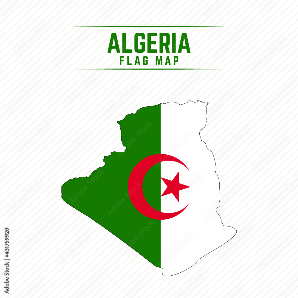 Flag Map of Algeria. Algeria Flag Map Stock Vector | Adobe Stock