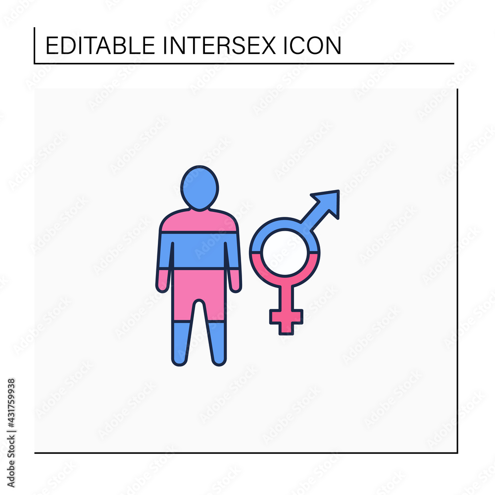 Intersex line icon. Variation in sex characteristics including ...