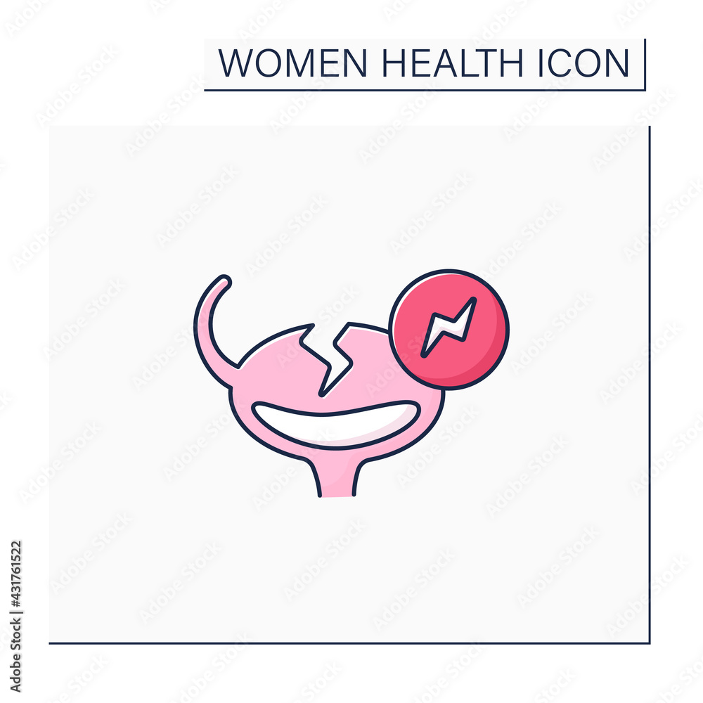 Bladder pain color icon. Sickness.Interstitial cystitis, urinary tract ...