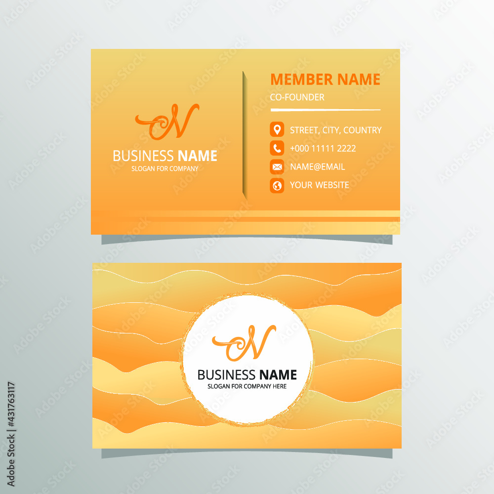 Wavy Business Card Template With Desert Colors Stock Vector | Adobe Stock