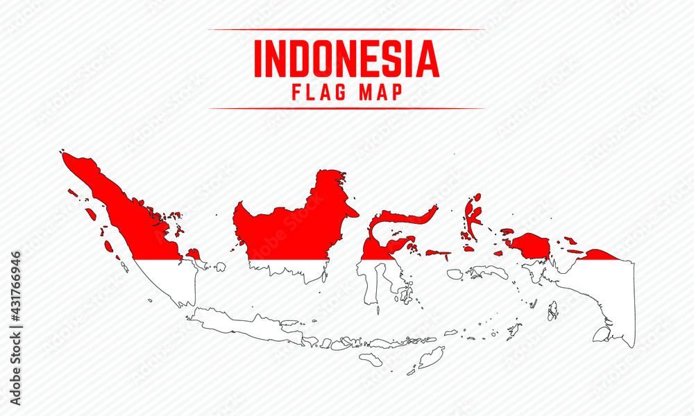 Flag Map of Indonesia. Indonesia Flag Map Stock Vector | Adobe Stock