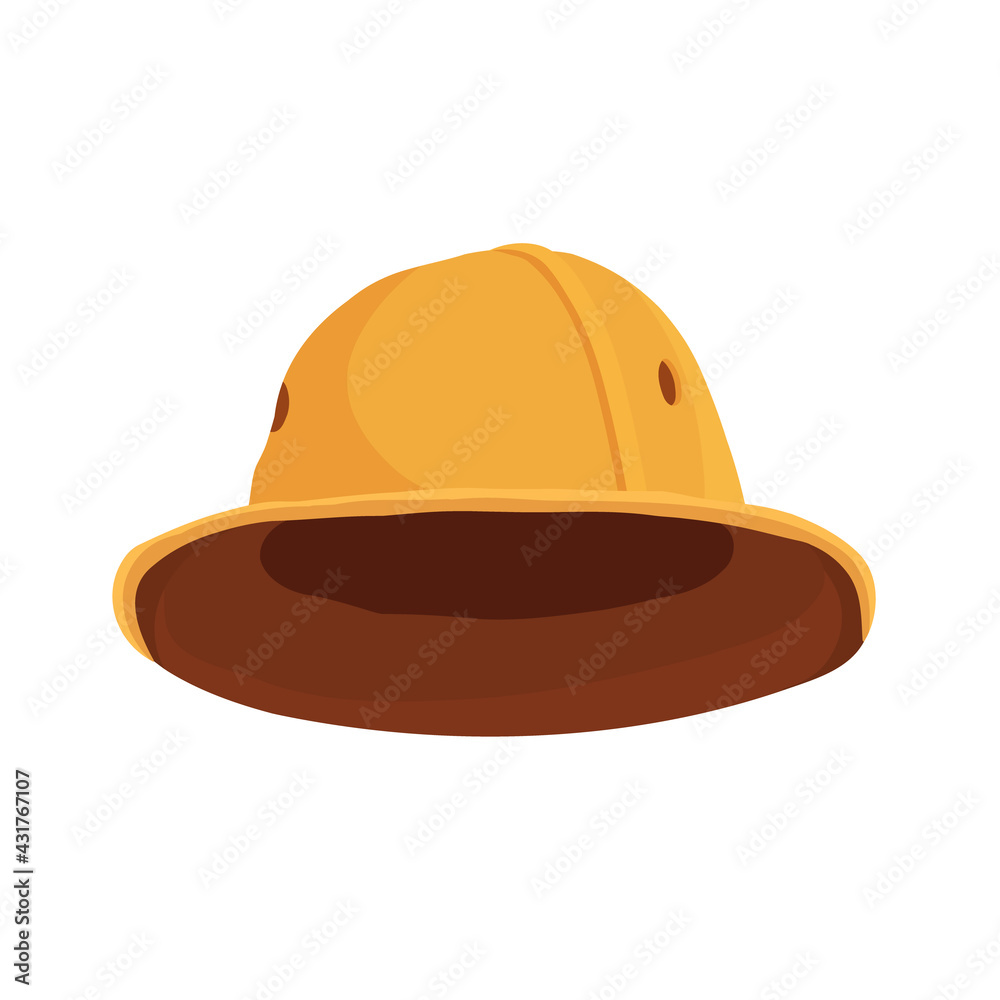 Cartoon safari hat. Pith helmet for tourists, hunters and explorers ...