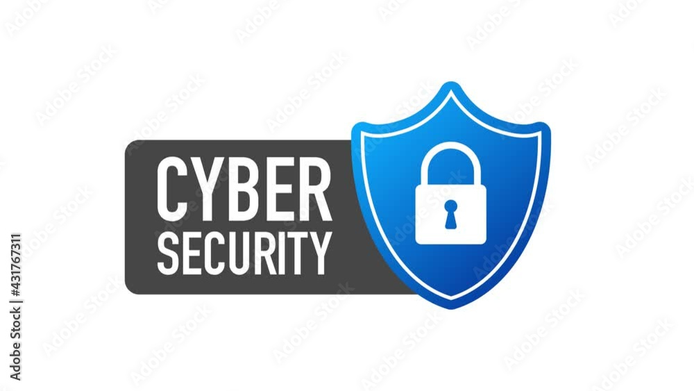cyber security logo with shield and check mark. Motion graphics. Stock ...
