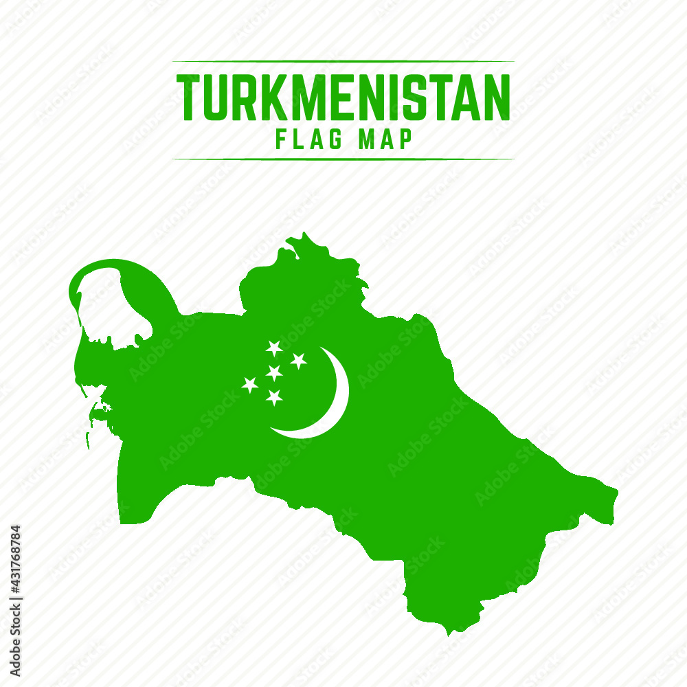 Flag Map of Turkmenistan. Turkmenistan Flag Map Stock Vector | Adobe Stock