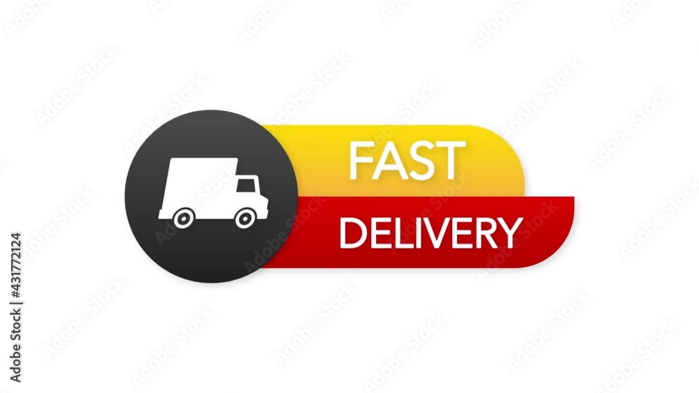 Express delivery service badge. Fast time delivery order with car on ...