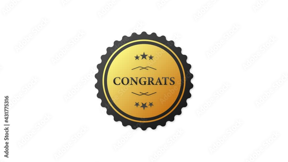 Congrats gold rubber stamp on white background. Realistic object ...