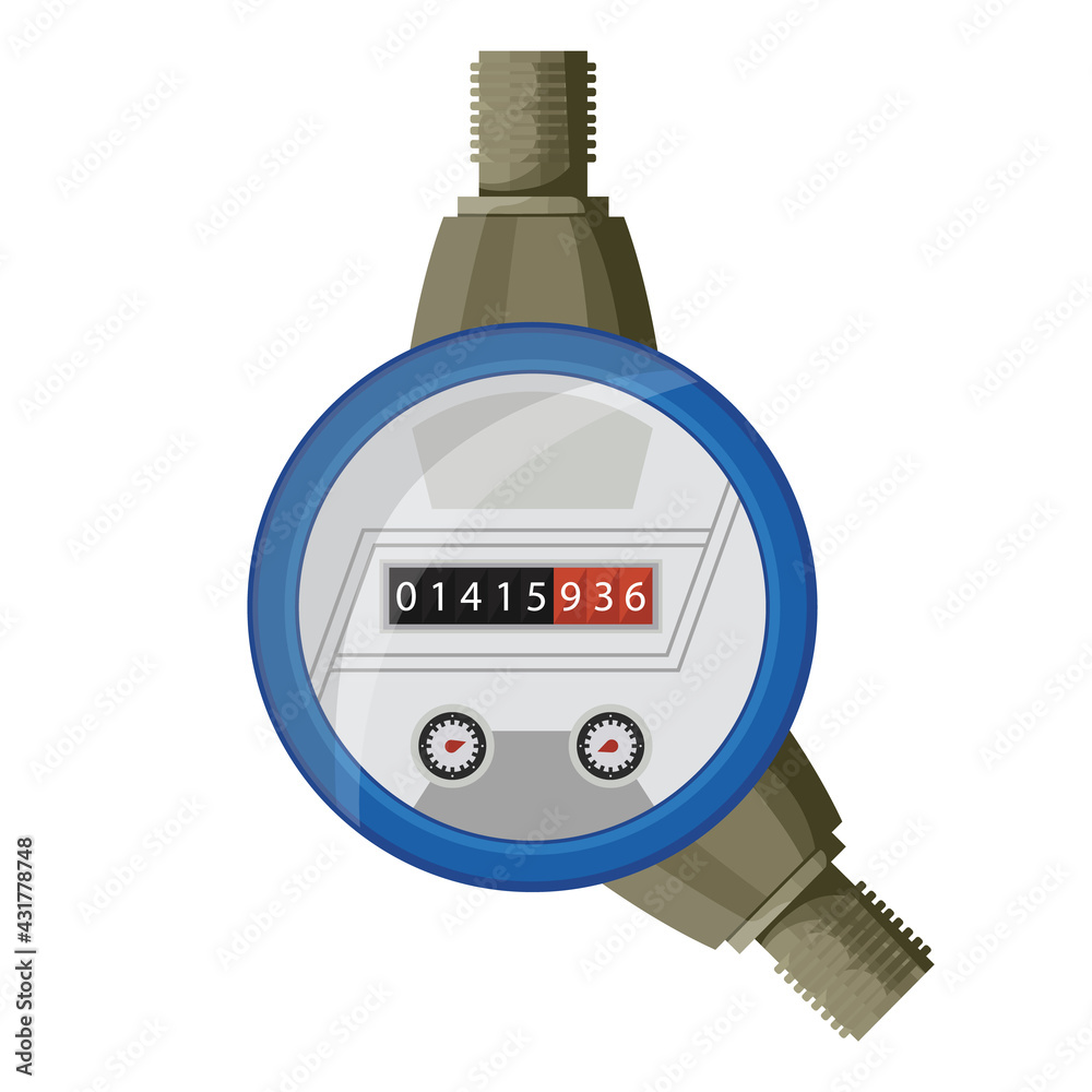 Meter counter. Water power measurement. Cold water meter to record ...