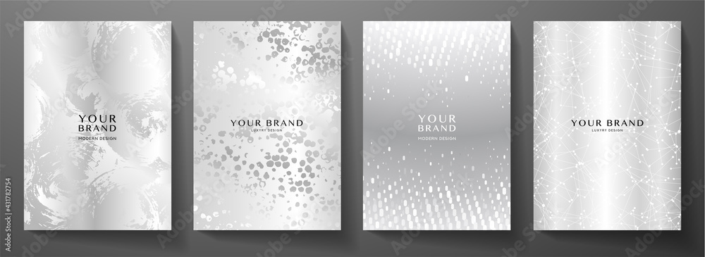 Modern cover design set. Creative silver background with abstract ...