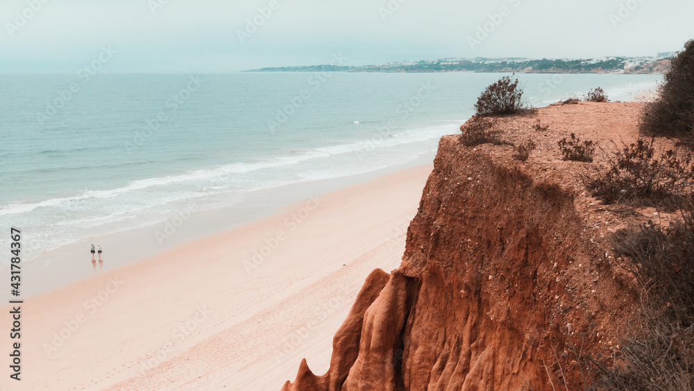 Beautiful Falesia Beach in Albufeira, Portugal seen from the cliff ...
