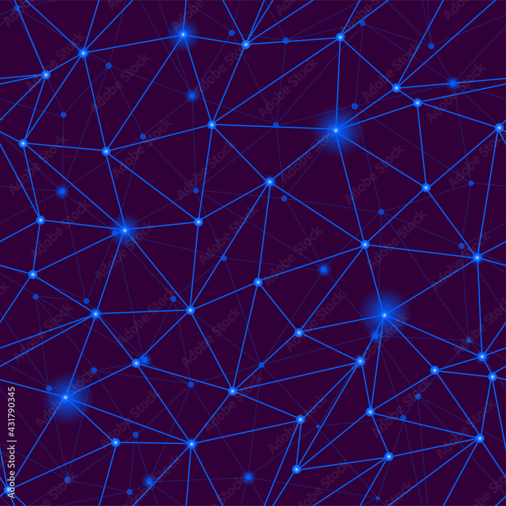 Blue polygonal network grid seamless pattern. Abstract Modern ...
