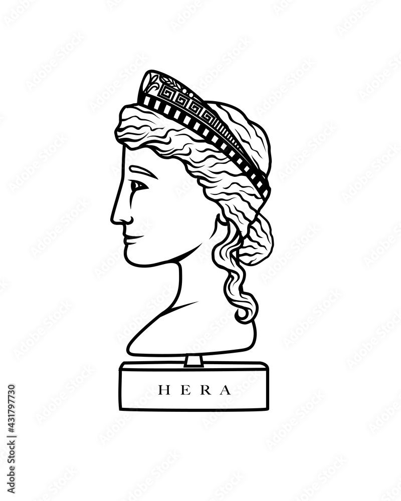 Vector illustration of a bust of Greek Goddess Hera Stock Vector ...