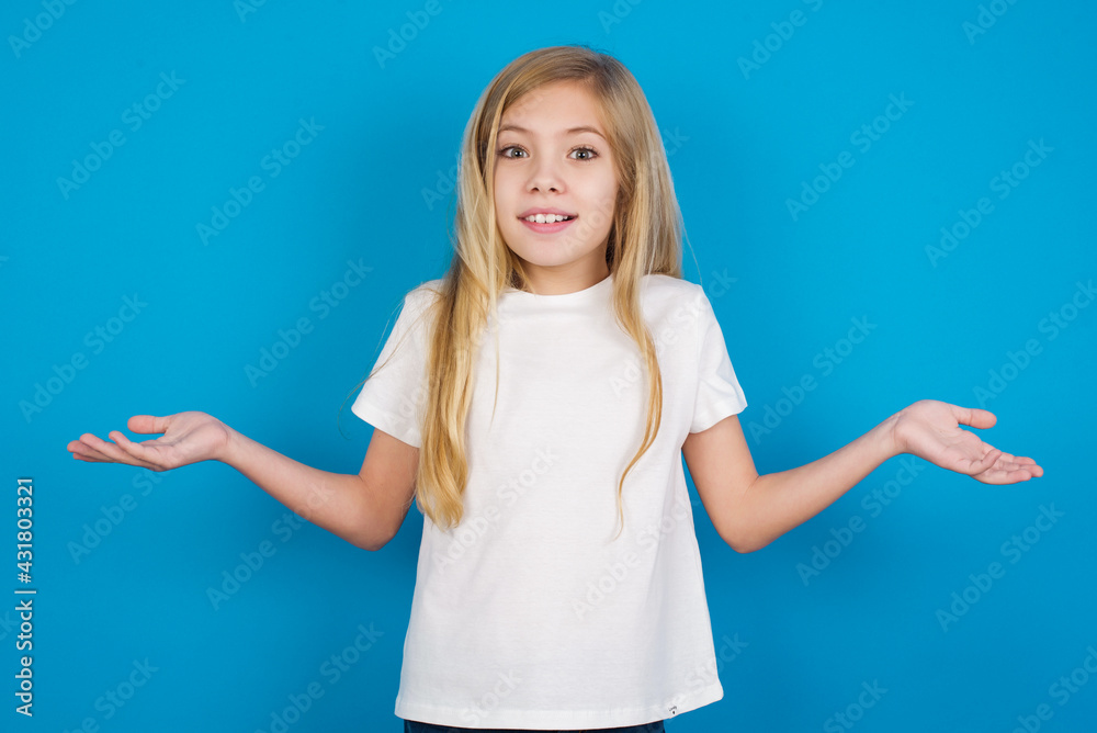 So what? Portrait of arrogant beautiful Caucasian little girl wearing ...