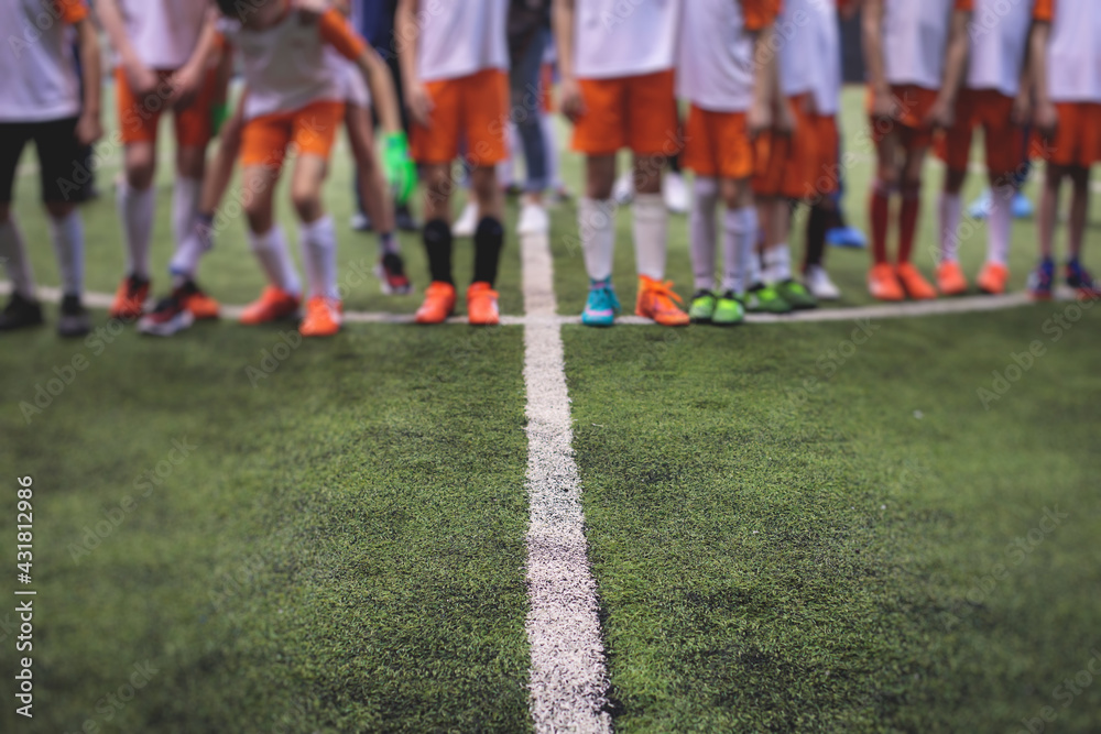 Football soccer game for kids, junior young football team group of ...