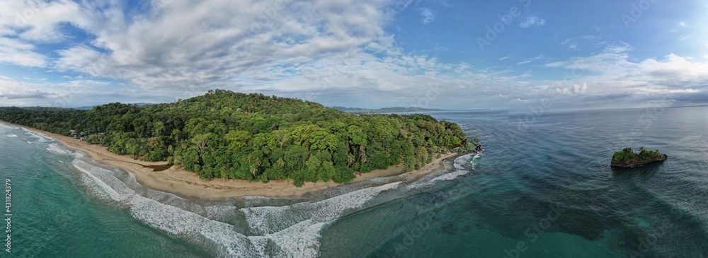 Lush tropical Caribbean Coast of Limon in Costa Rica -aerial views of ...
