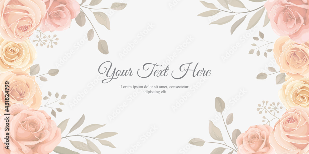 Elegant banner with colorful blooming rose flower ornament Stock Vector ...