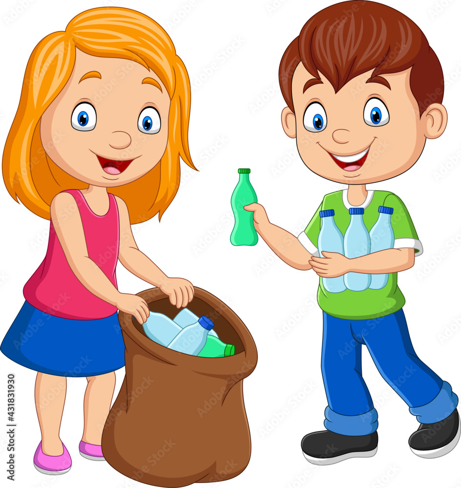 Kids Picking Up Trash Clip Art