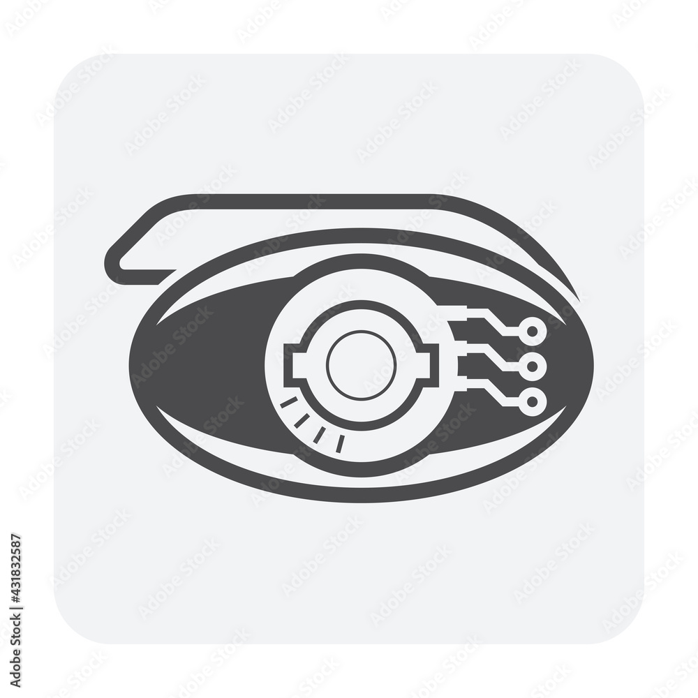 Robot eye or bionic eye vector icon. Also called artificial or ...
