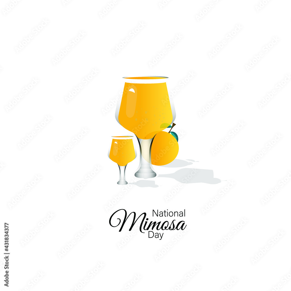 Vector illustration of Mimosa drink with National Mimosa day text ...