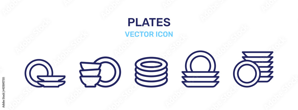 Clean stack plates icon set on white background. Vector illustration ...