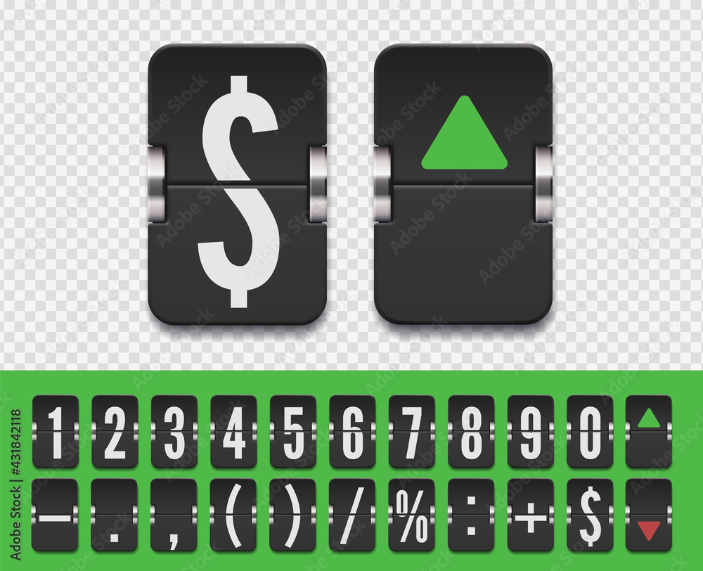 Stock exchange vector mechanic board. Flip number and symbol scoreboard ... Stock exchange vector mechanic board. Flip number and symbol scoreboard ...