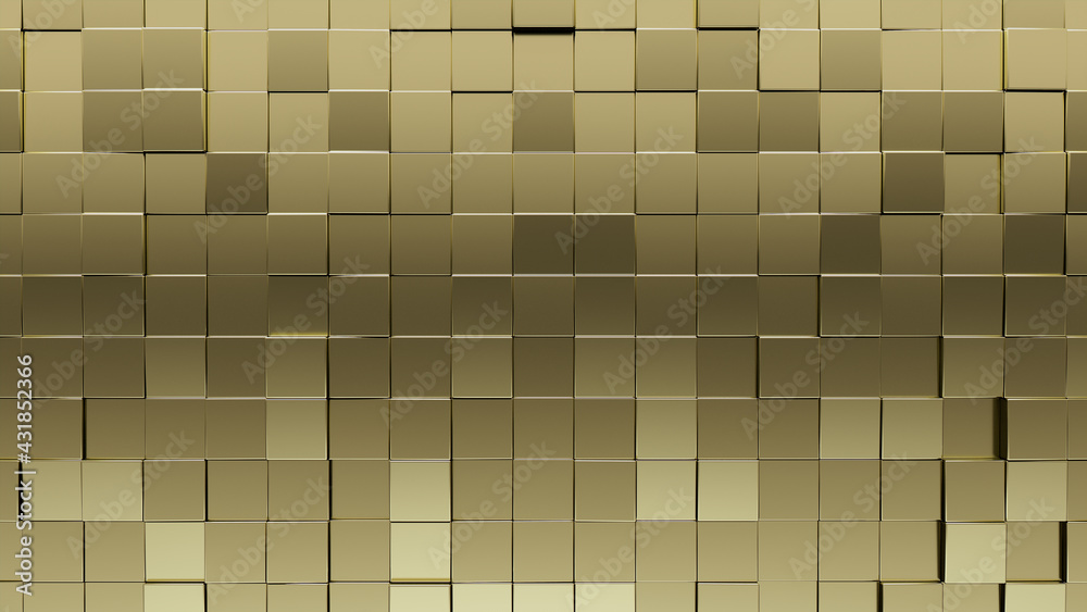 Gold, Luxurious Wall background with tiles. Square, tile Wallpaper with ...