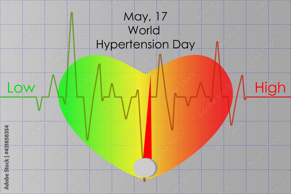 Blood pressure stages in different colors on a heart shape, with heart ...