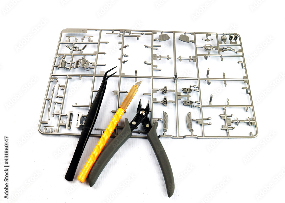 Plastic model making with tool , a plastic grid of parts for a scale ...
