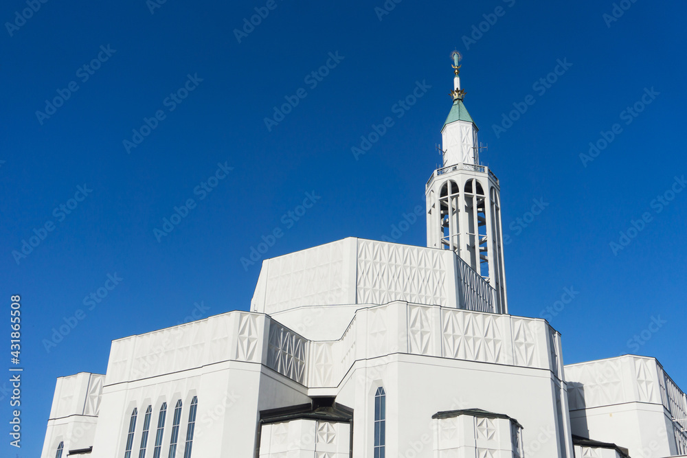 Saint Roch church in Bialystok city in Poland. White catherdal building ...