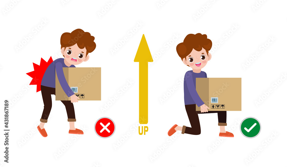 Correct lifting posture And incorrect Man lift wrong and right position ...