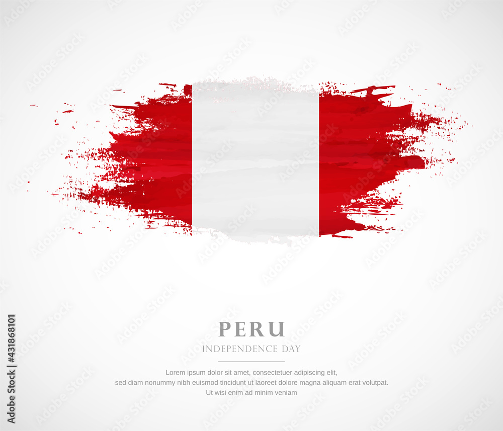 Abstract watercolor brush stroke flag for independence day of Peru ...