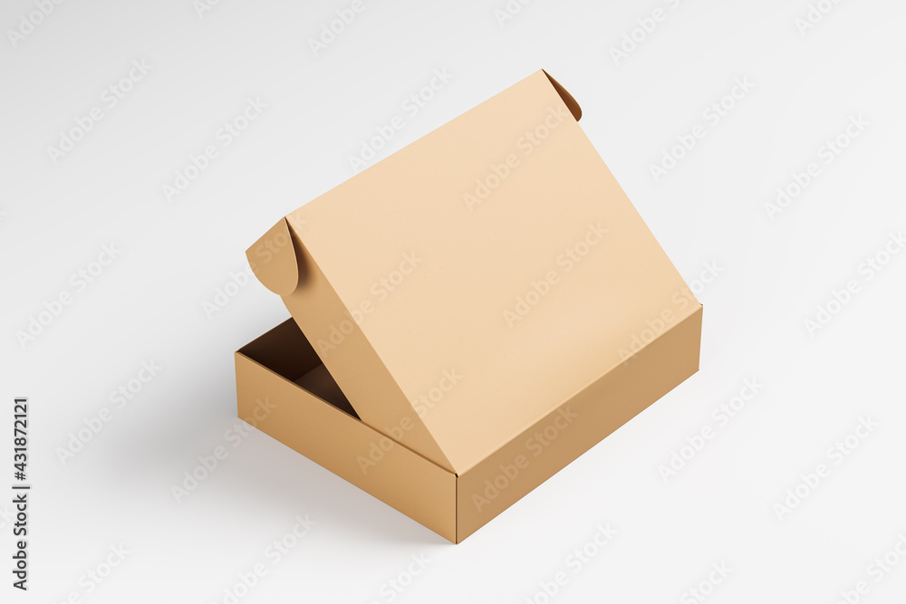 Open Cardboard Box Side View