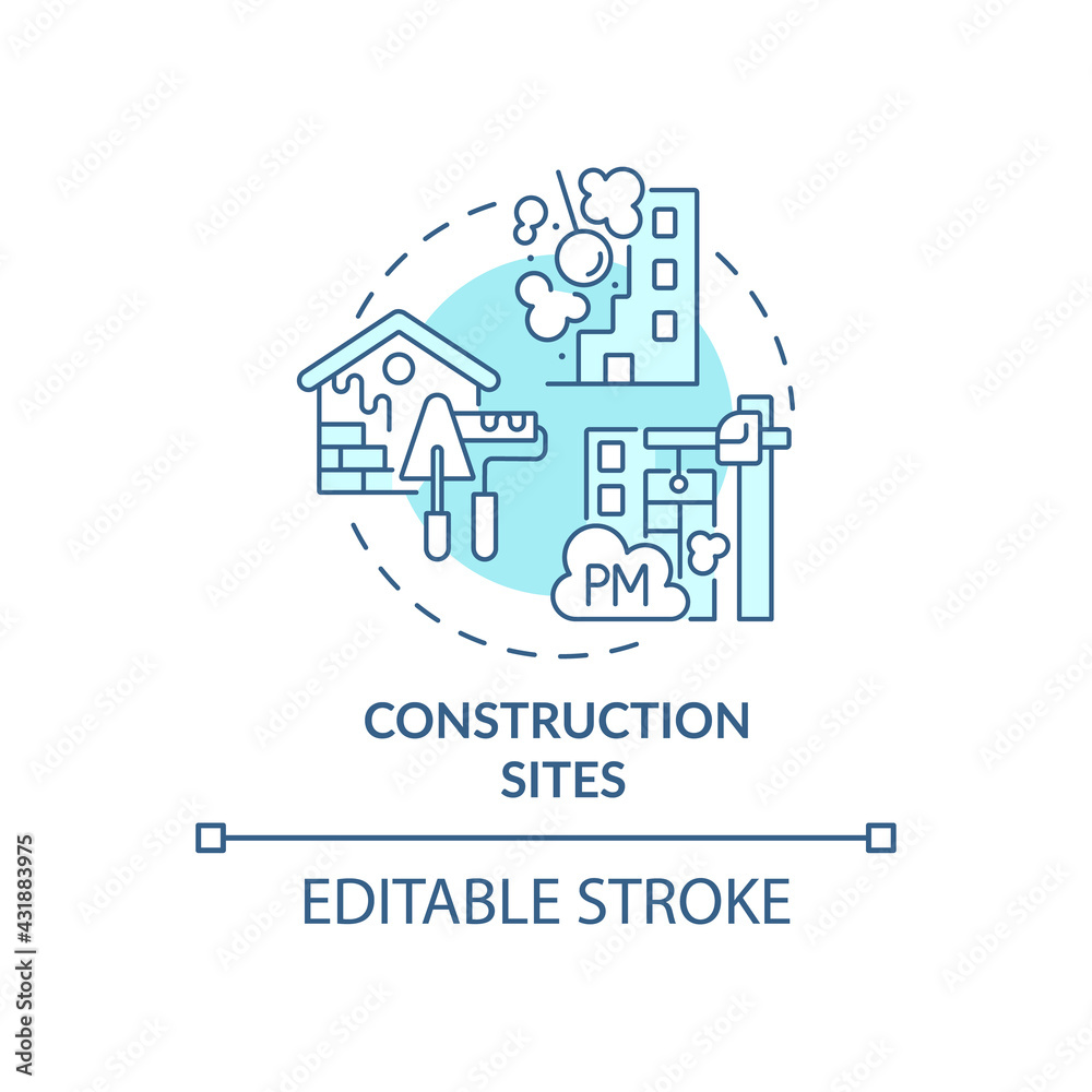 Construction sites concept icon. Outdoor air pollutant idea thin line ...