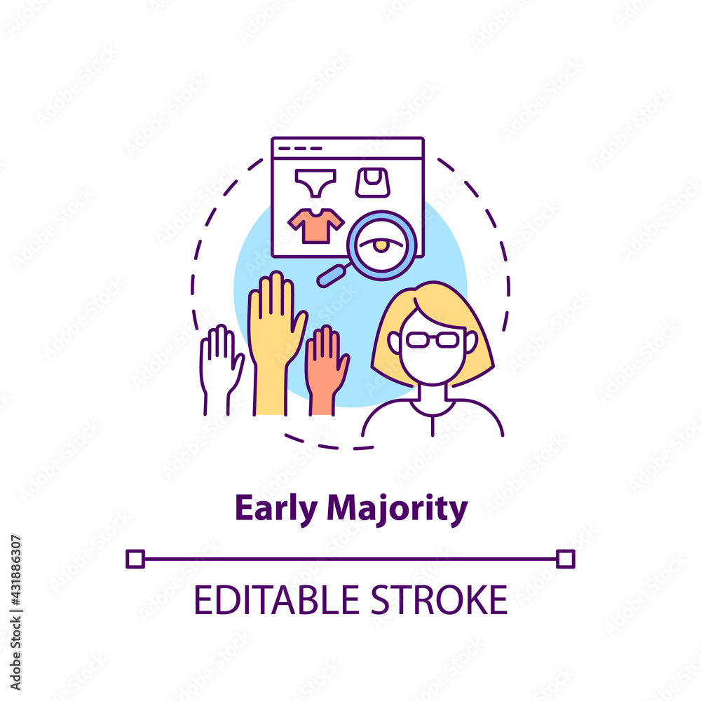 Early majority concept icon. Product adopters category idea thin line ...