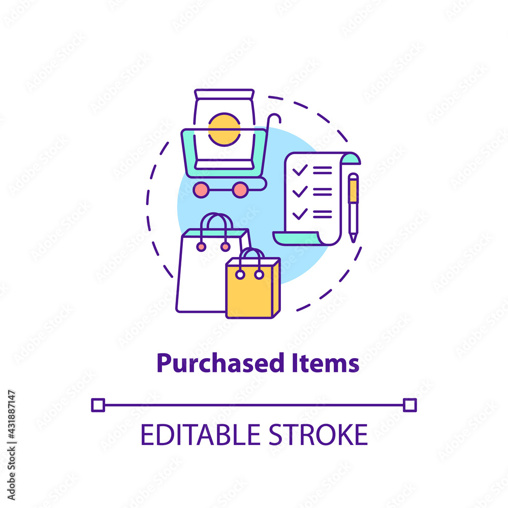 Purchased items concept icon. Customer behavior pattern idea thin line ...