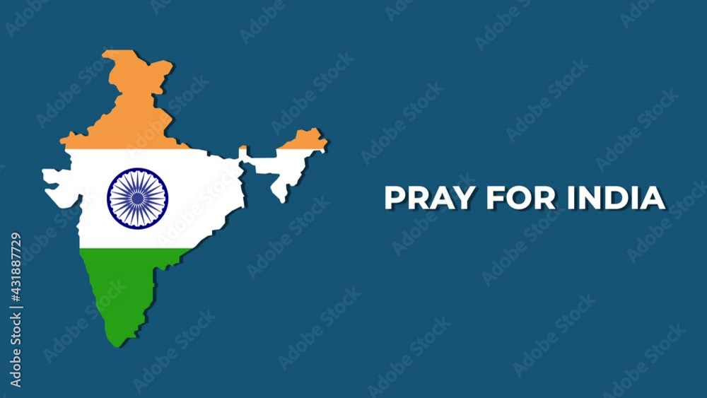 An animation of India map with coronavirus and Pray For India word ...