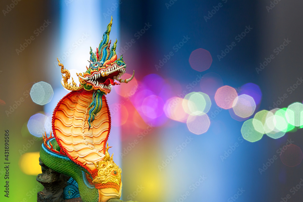 Naga Head, Naga statue or King of nagas Serpent animal in buddhist ...