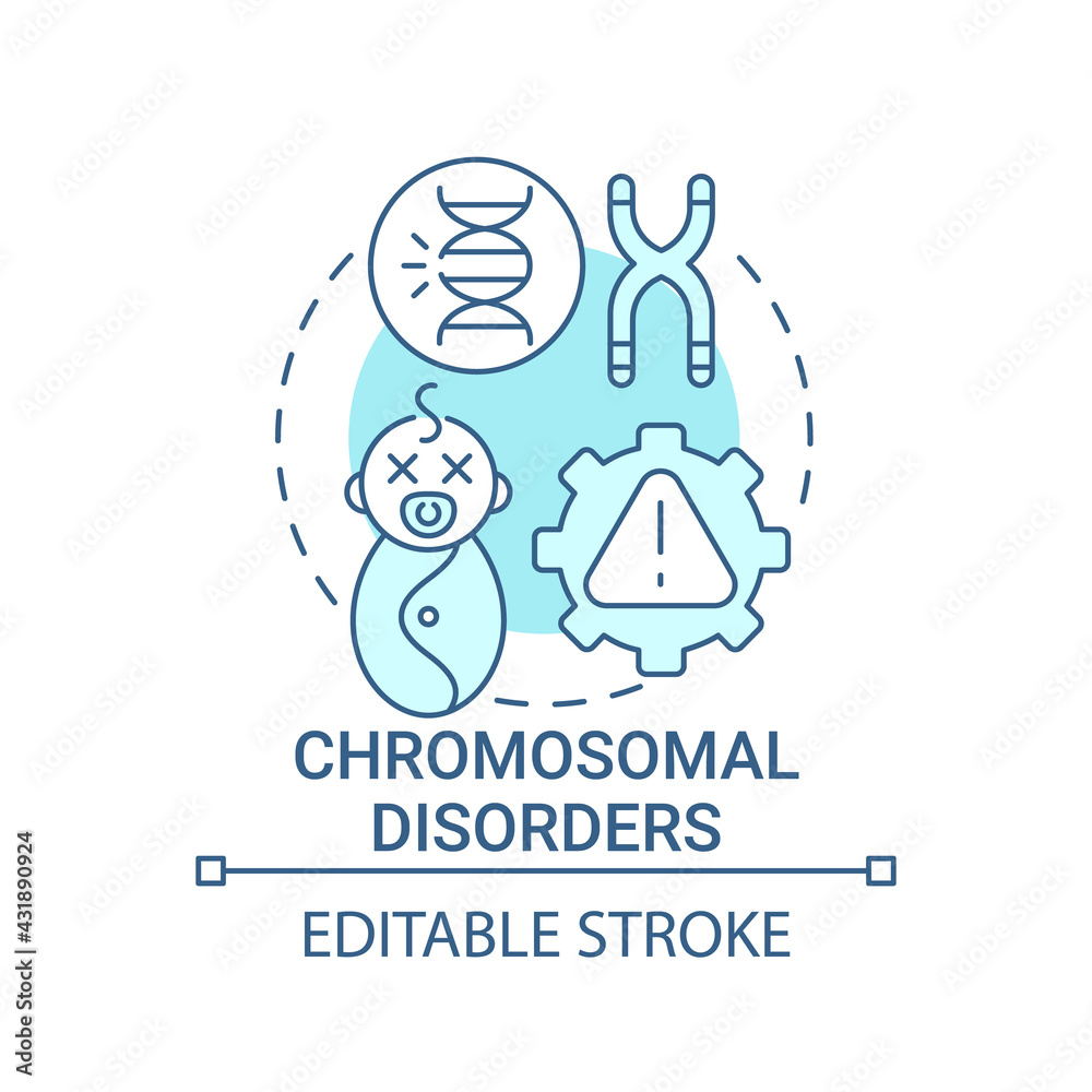 Chromosomal disorders blue concept icon. Baby with illness. Abnormality ...