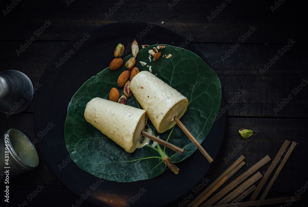 Authentic homemade Indian Kulfi - an ice cream made with rich condensed ...