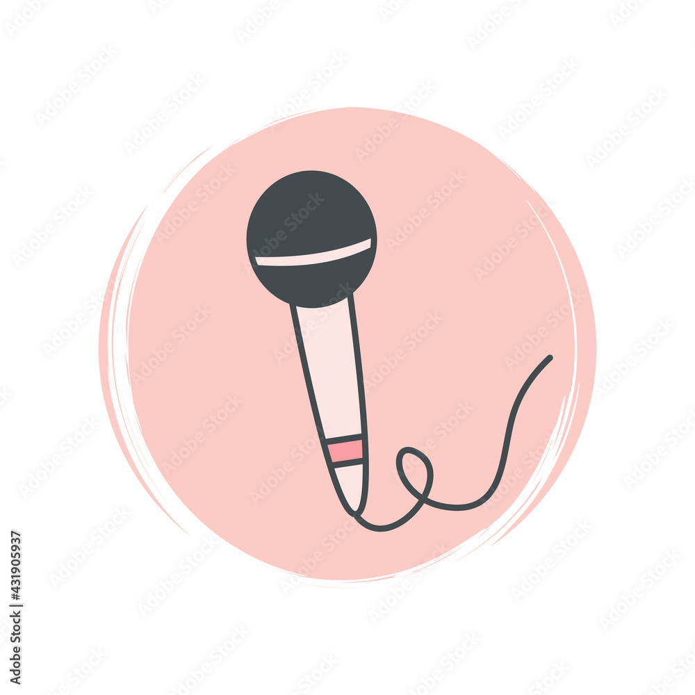 Cute logo or icon vector with microphone, illustration on circle with ...