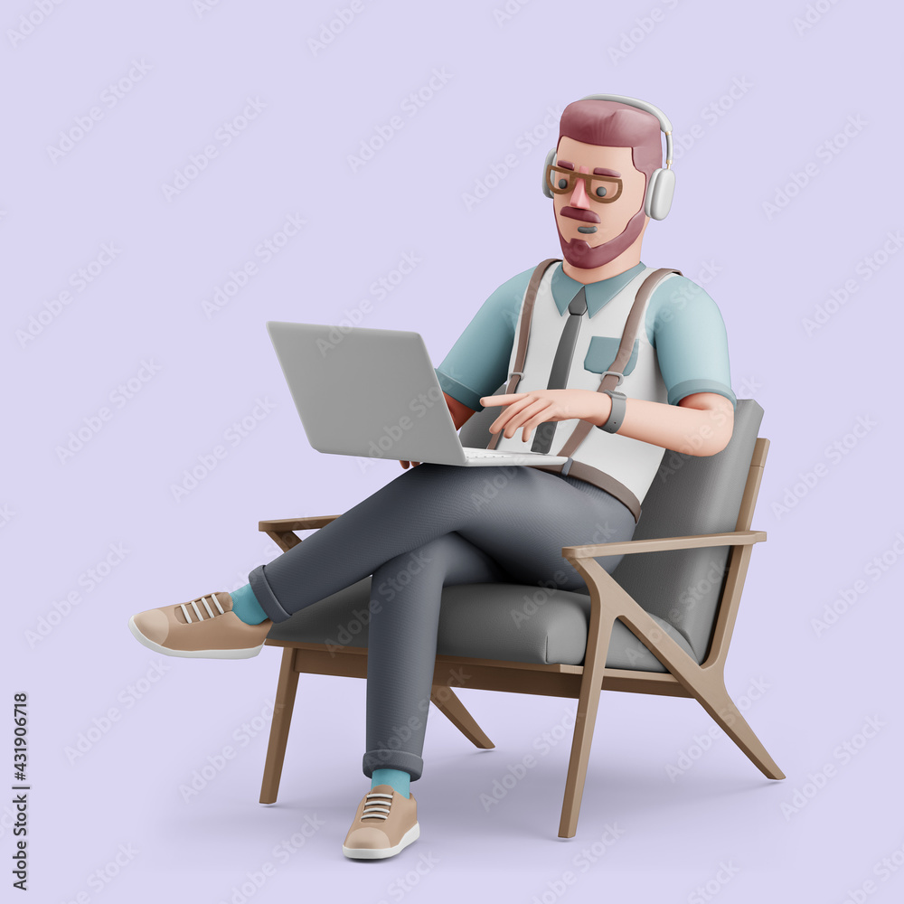 Young man working In a comfortable chair As Good As Possible Foto Poster Wandbilder bei EuroPosters