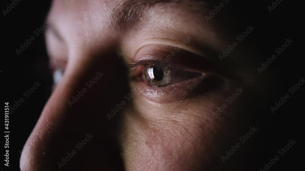 human eye shot close-up concept of viewing and perceiving a large flow ...