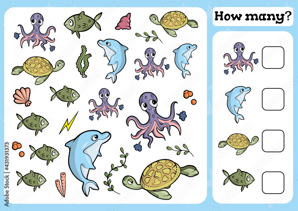 Counting Game for Preschool Children. Count how many Educational a ...