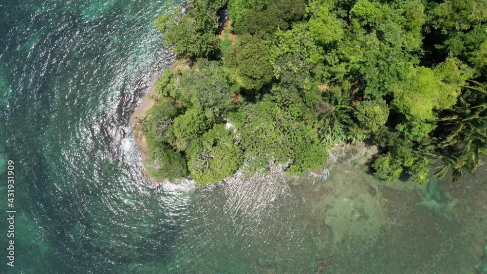 Lush tropical Caribbean Coast of Limon in Costa Rica -aerial views of ...