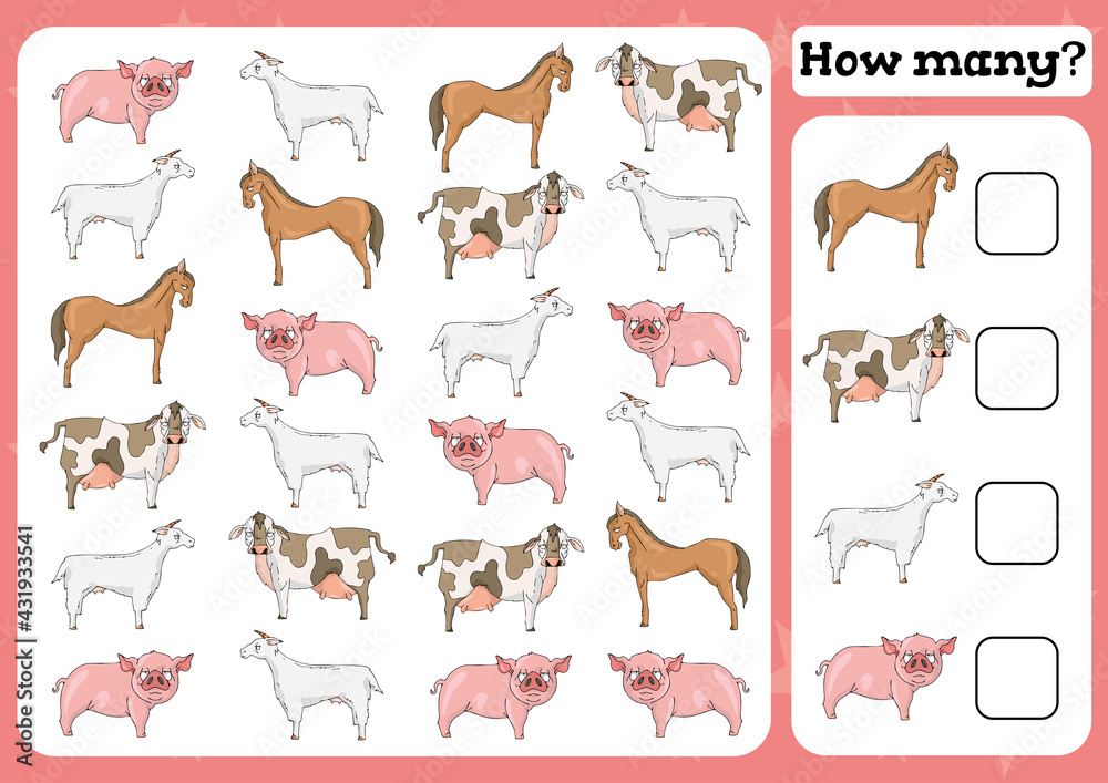 Counting Game for Preschool Children. Count how many Educational a ...