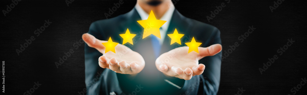 Business man give five star good job Success. ceo, manager, reward ...