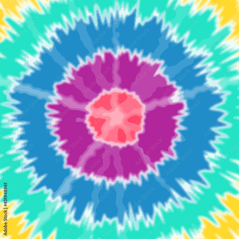 Tie dye background rainbow color swirl. circular shape with waves Stock ...