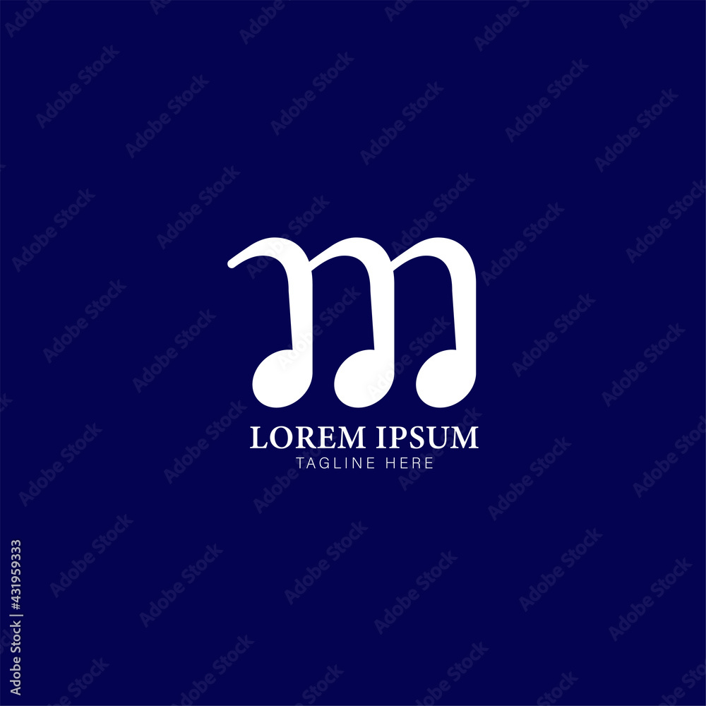 Letter M Alphabet Music Logo Design. Initial and Musical Note logo ...